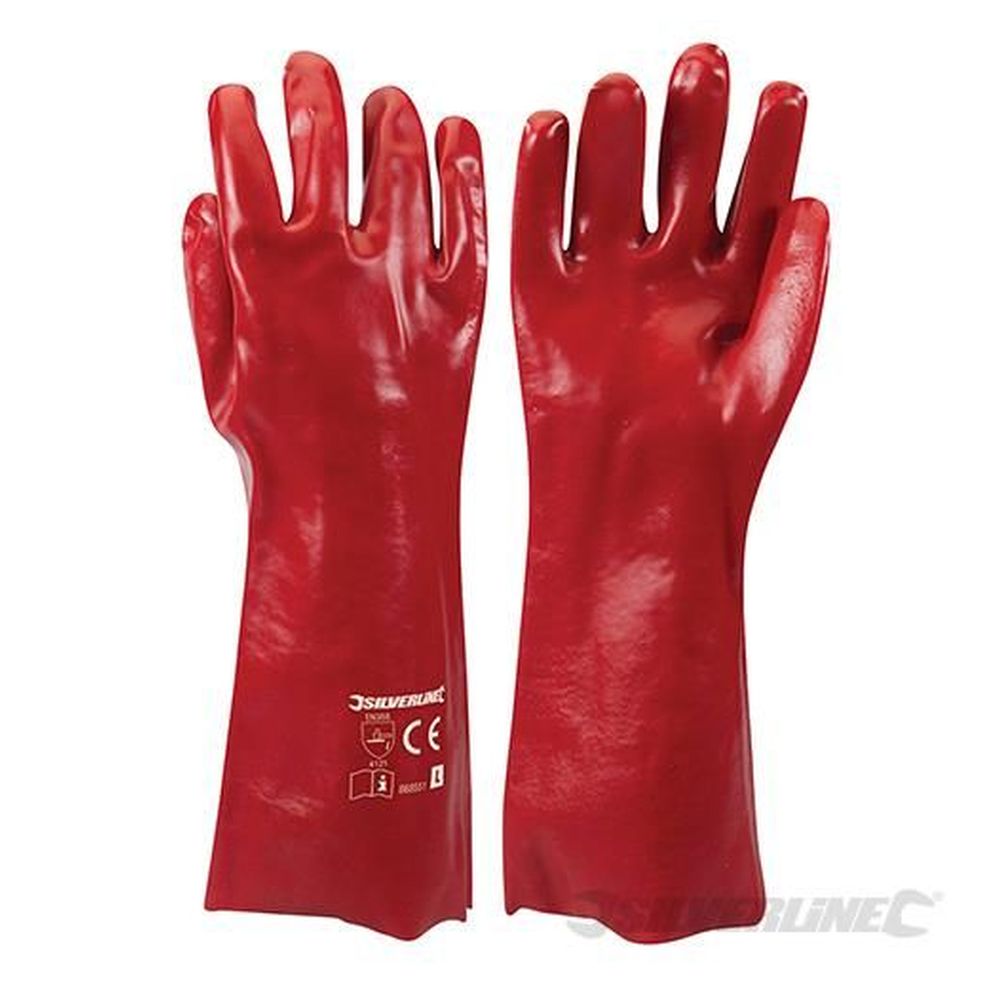 SILVERLINE - Silverline Red PVC Gauntlets - Safety Workwear UK